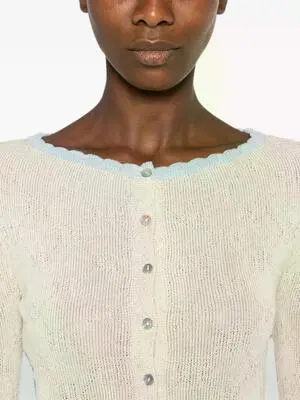 ASTA RESORT Franca Scallop-edge Cardigan - Neutrals
