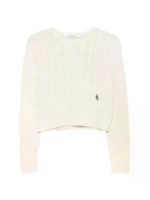 SPORTY & RICH Cable Knit Embroidered Logo Sweater
