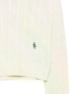 SPORTY & RICH Cable Knit Embroidered Logo Sweater