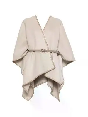 Max Mara Colomba Belted Blanket-stitch Poncho