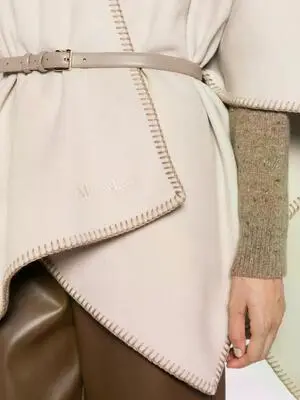 Max Mara Colomba Belted Wool Poncho - Neutrals
