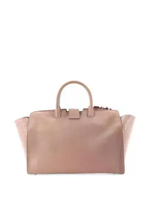 Saint Laurent Monogram Cabas Crocodile Embossed Leather Small Satchel - Pink
