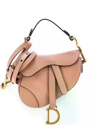 Dior Saddle Handbag With Strap Leather Micro Shoulder Bag - Neutrals