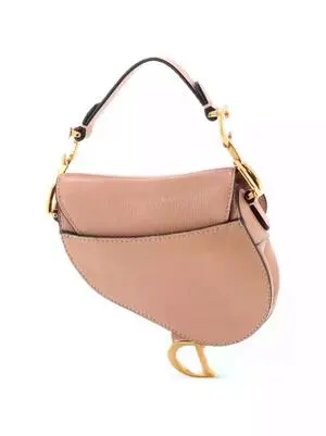 Dior Saddle Handbag With Strap Leather Micro Shoulder Bag - Neutrals