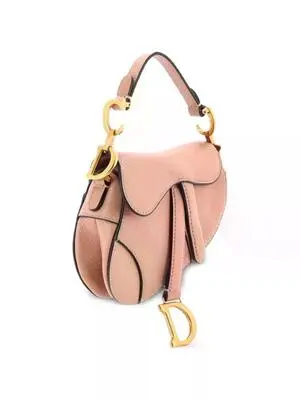 Dior Saddle Handbag With Strap Leather Micro Shoulder Bag - Neutrals