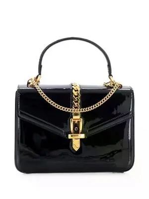 Gucci Sylvie 1969 Top Handle Bag Patent Mini Satchel - Black