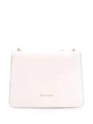 BVLGARI Serpenti Forever Shoulder Bag Embellished Leather Small Crossbody Bag - White