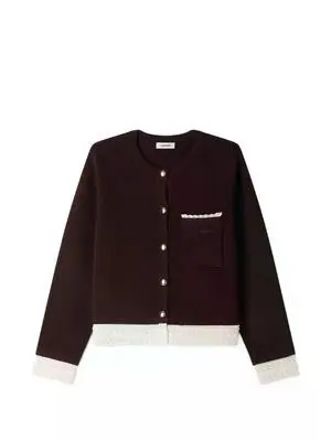 Sandro Embroidered-trim Patch-pocket Cardigan - Brown