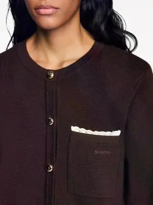 Sandro Embroidered-trim Patch-pocket Cardigan