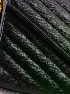 Saint Laurent Classic Monogram Wallet On Chain Matelasse Chevron Leather Medium Crossbody Bag - Black