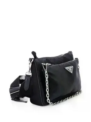 Prada Double Pouch Convertible Tessuto Small Crossbody Bag