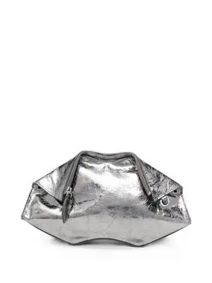 Alexander McQueen Manta Metallic-leather Clutch Bag - Silver
