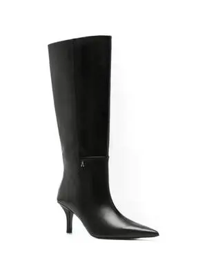Patrizia Pepe Knee High Pointed Toe Leather Boots