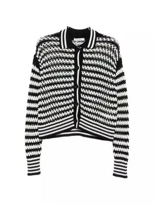 Max Mara Pinstripe-pattern Crochet-knit Cardigan - Black