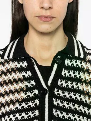 Max Mara Cotton Crochet Knit Cardigan - Black