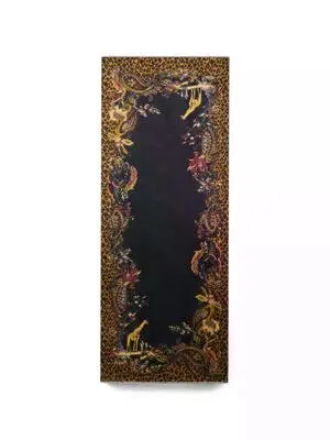 Etro Modal And Cashmere Scarf With Animal And Paisley Print - Black