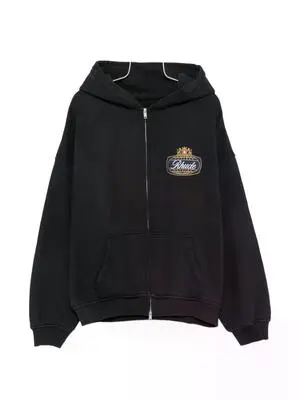 Rhude Logo-print Zip-up Hoodie - Black