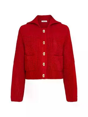 FERRAGAMO Wool Cashmere Cardigan With Gancini Buttons - Red