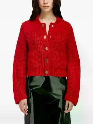 FERRAGAMO Wool Cashmere Cardigan With Gancini Buttons - Red