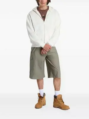 KARL KANI Logo-embroidered Zip-up Hoodie - Neutrals