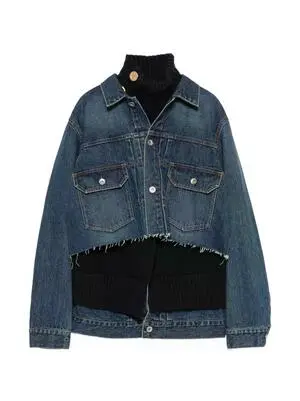 Sacai Panelled Denim Jacket - Blue