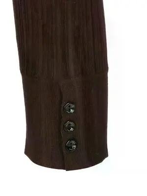 Agnona Ribbed Knit V-neck Long Sleeve Top - Brown