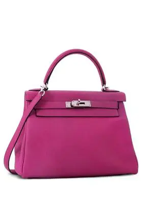 Hermès Kelly Handbag Togo With Palladium Hardware 28 Satchel - Pink