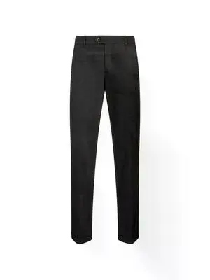 B SETTECENTO Check-pattern Turned-up Trousers - Grey