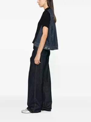 Sacai Cable-knit Denim-panel Sweater