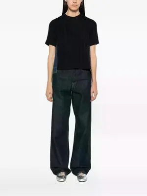 Sacai Cable-knit Denim-panel Sweater
