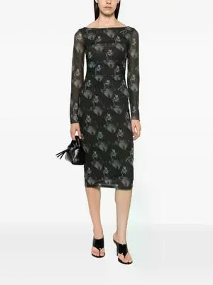 Patrizia Pepe Graphic Print Ruched Midi Dress