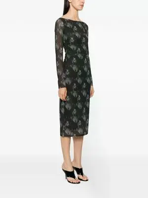 Patrizia Pepe Graphic Print Ruched Midi Dress