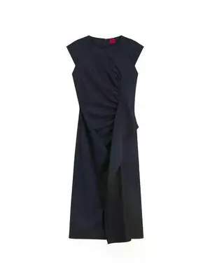Hugo Pinstripe-pattern Ruched Midi Dress