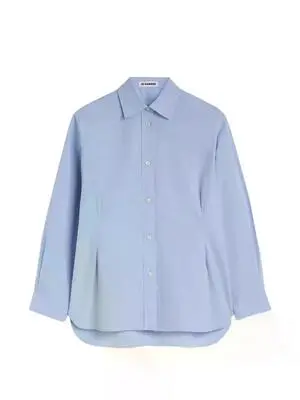 JIL SANDER Pleated-waist Fil-à-fil Shirt - Blue