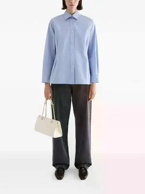 JIL SANDER Pleated Waist Fil-à-fil Shirt