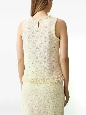 PEDRO DEL HIERRO Sleeveless Lace Blouse With Fringed Hem