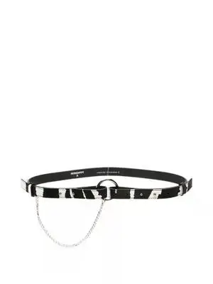 Patrizia Pepe Zebra-print Chain-detail Belt - Black