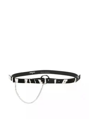 Patrizia Pepe Zebra-print Chain-detail Belt - Black