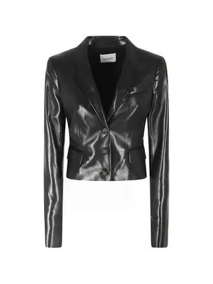 Andamane Glossy-finish Cropped Jacket - Black