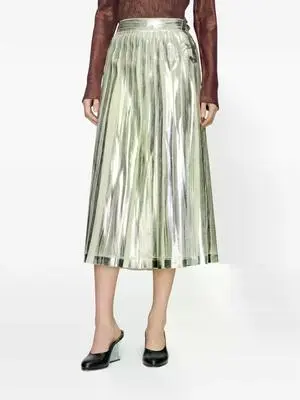 MAISON MARGIELA Foil-finish Pleated Skirt - Silver
