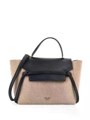 Celine Belt Bag Felt And Leather Mini Satchel - Black