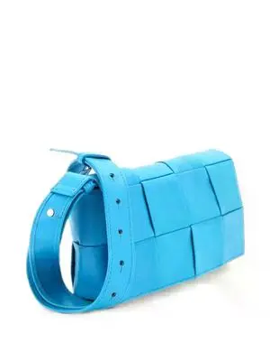 Bottega Veneta Cassette Maxi Intrecciato Leather Small Crossbody Bag - Blue