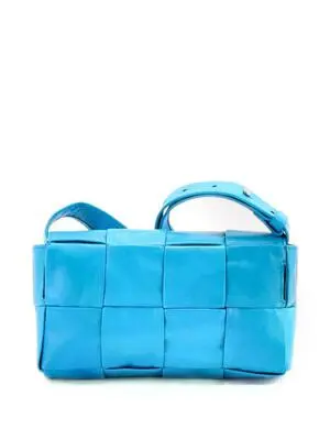 Bottega Veneta Cassette Maxi Intrecciato Leather Crossbody Bag - Blue