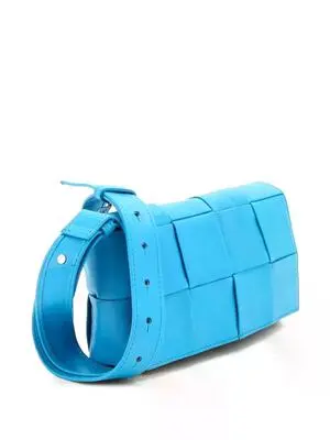 Bottega Veneta Cassette Maxi Intrecciato Leather Crossbody Bag - Blue