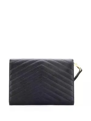 Saint Laurent Classic Monogram Envelope Wristlet Clutch Bag - Black