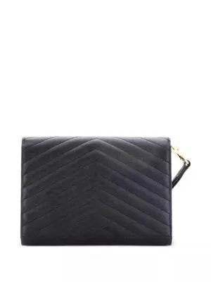 Saint Laurent Classic Monogram Envelope Wristlet Clutch Bag - Black