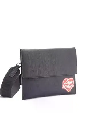 LOUIS VUITTON Trio Messenger Pouch Monogram Denim And Taurillon Leather Clutch Bag - Black