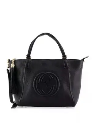 Gucci Soho Convertible Top Handle Bag Leather Small Satchel - Black