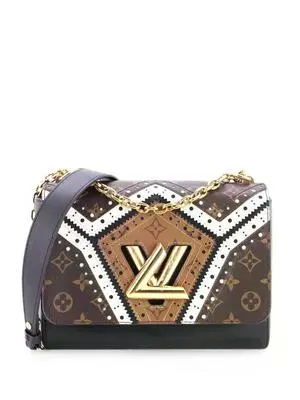 LOUIS VUITTON Twist Handbag Limited Edition Brogue Reverse Monogram Canvas And Leather Mm Shoulder Bag - Black