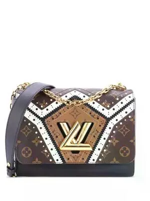 LOUIS VUITTON Twist Handbag Limited Edition Brogue Reverse Monogram Canvas And Leather Mm Shoulder Bag - Black
